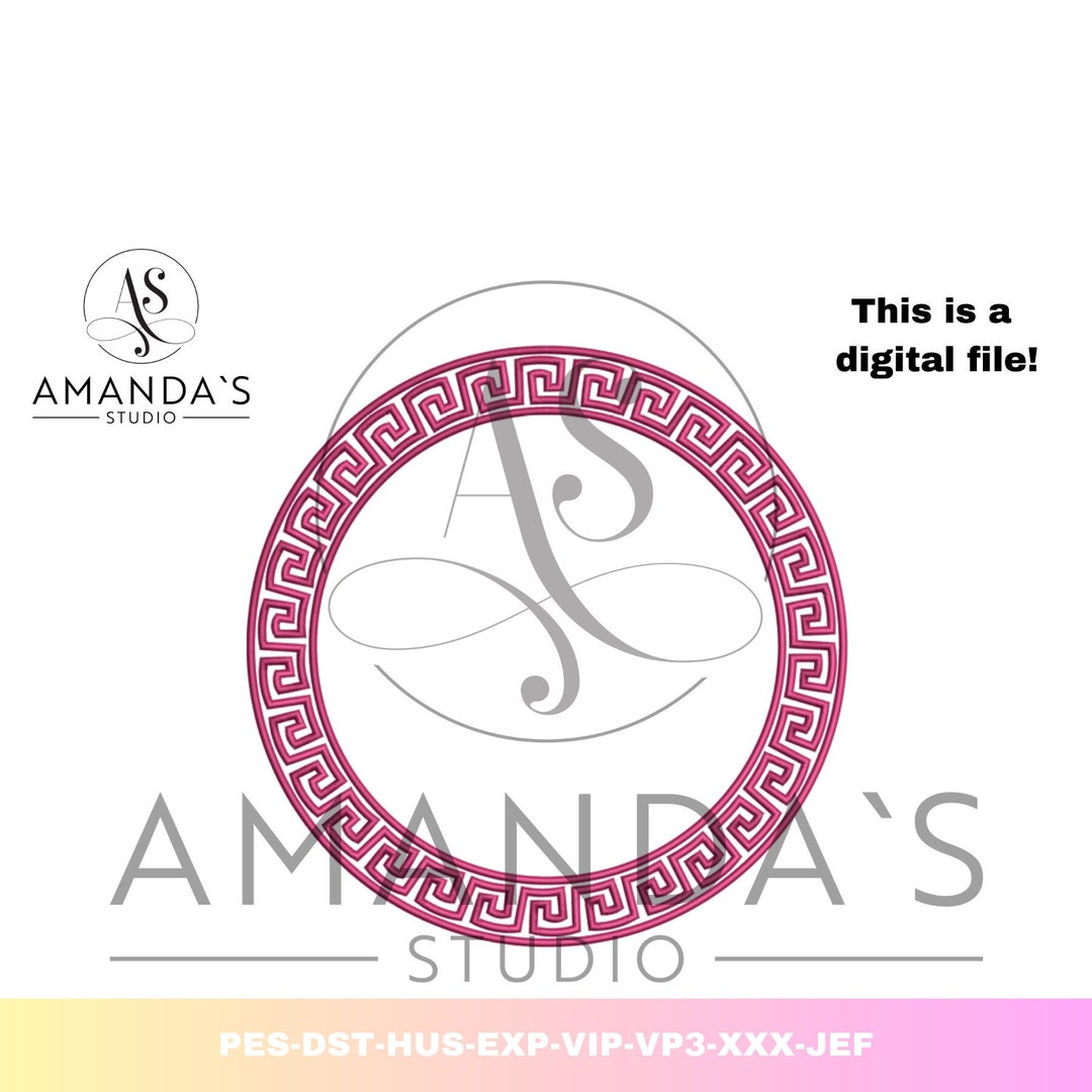 Ancient Greek Frame Ornament Embroidery Design, Digital Project Pattern ...