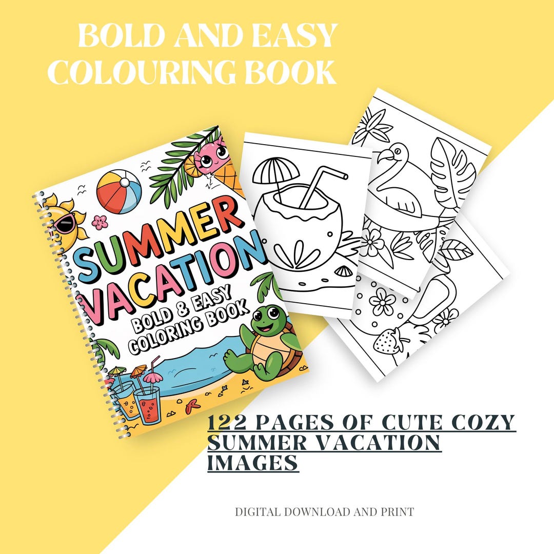 SUMMER VACATION Digital Colouring Book – 122 Pages | Printable ...