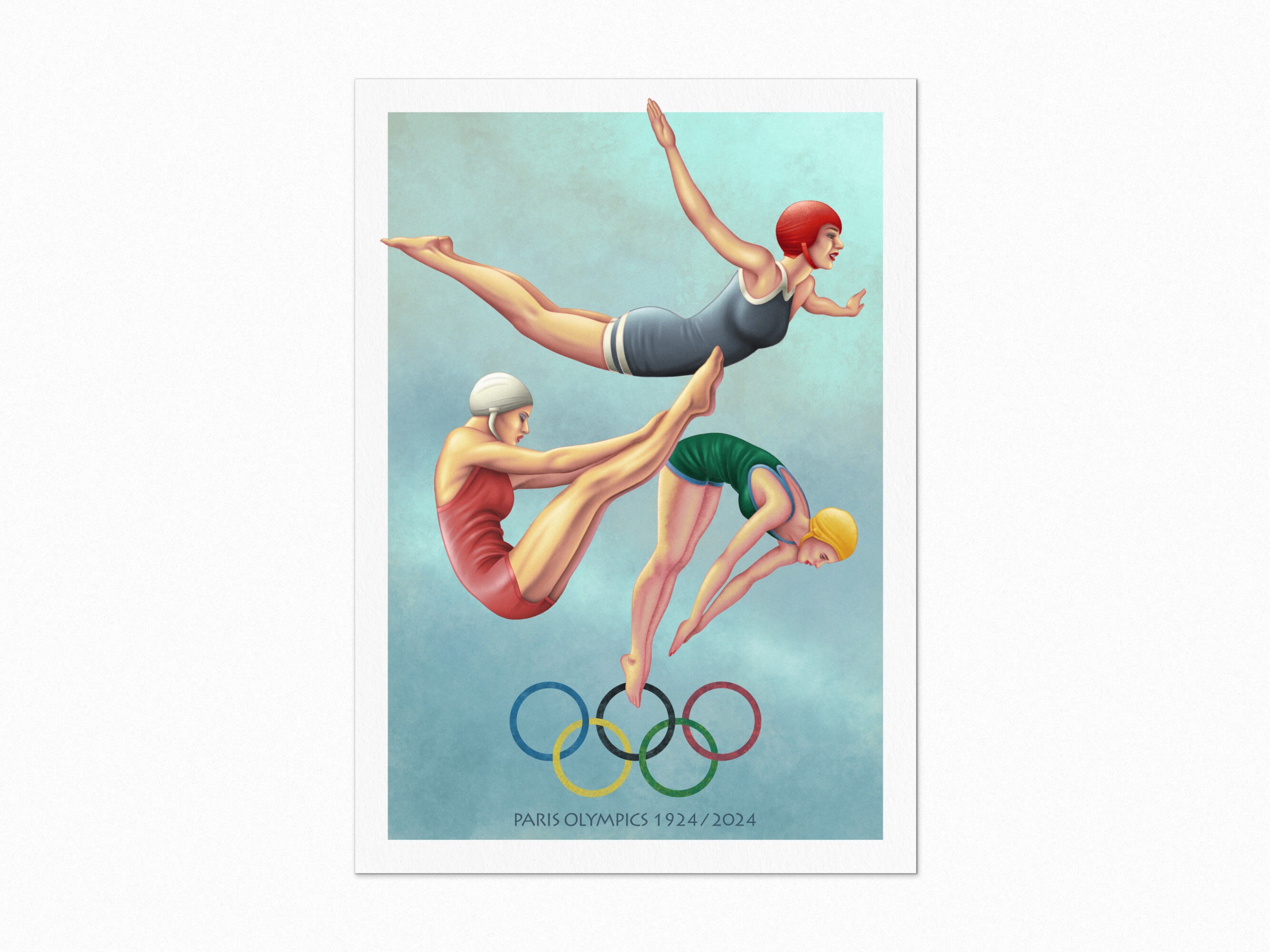 Paris Olympics Inspired Print of Original Artwork, 'the Divers'. Art ...