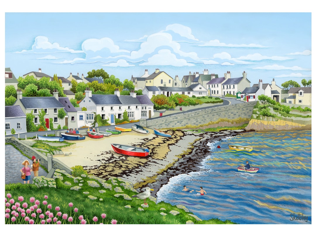 Art Print of Moelfre Beach, Anglesey, Wales. Beautiful Scene With ...