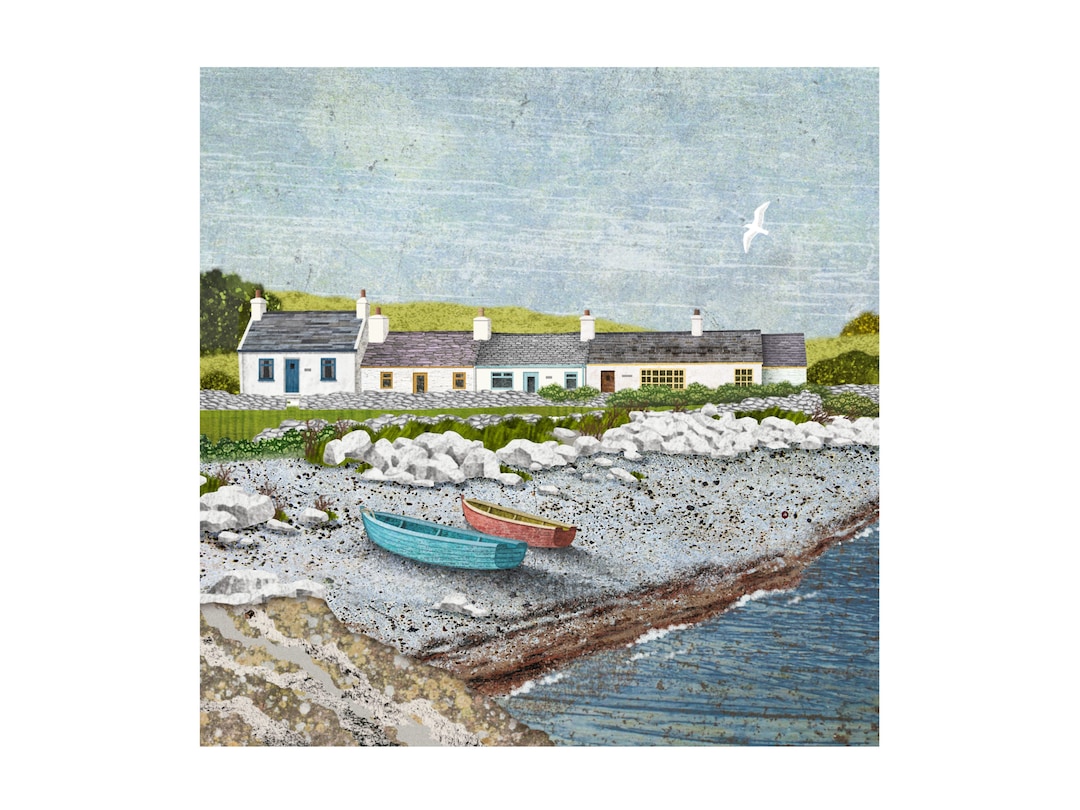 Art Print of Swnt Cottages in Moelfre, Anglesey. Signed by Artist ...