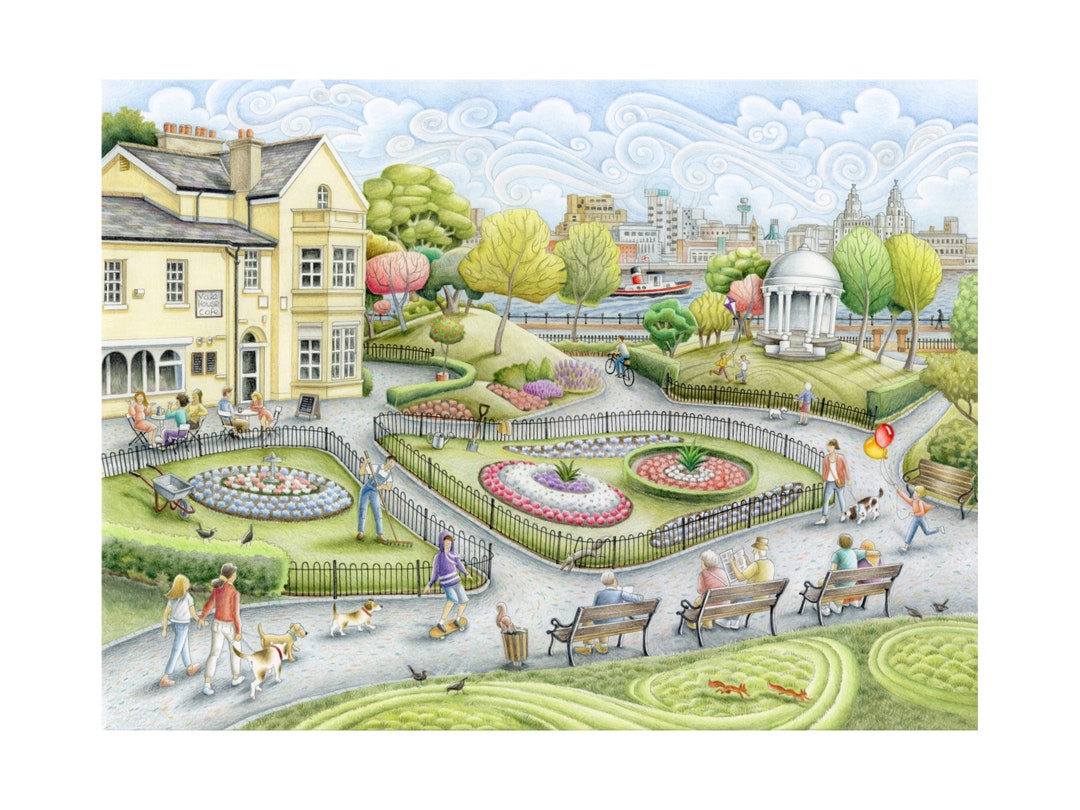 Art Print of Vale Park, New Brighton, Wirral. Featuring Vale Cafe, the ...