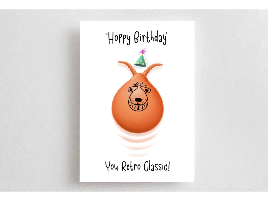Retro Space Hopper Birthday Card: 1970s Nostalgia - Etsy
