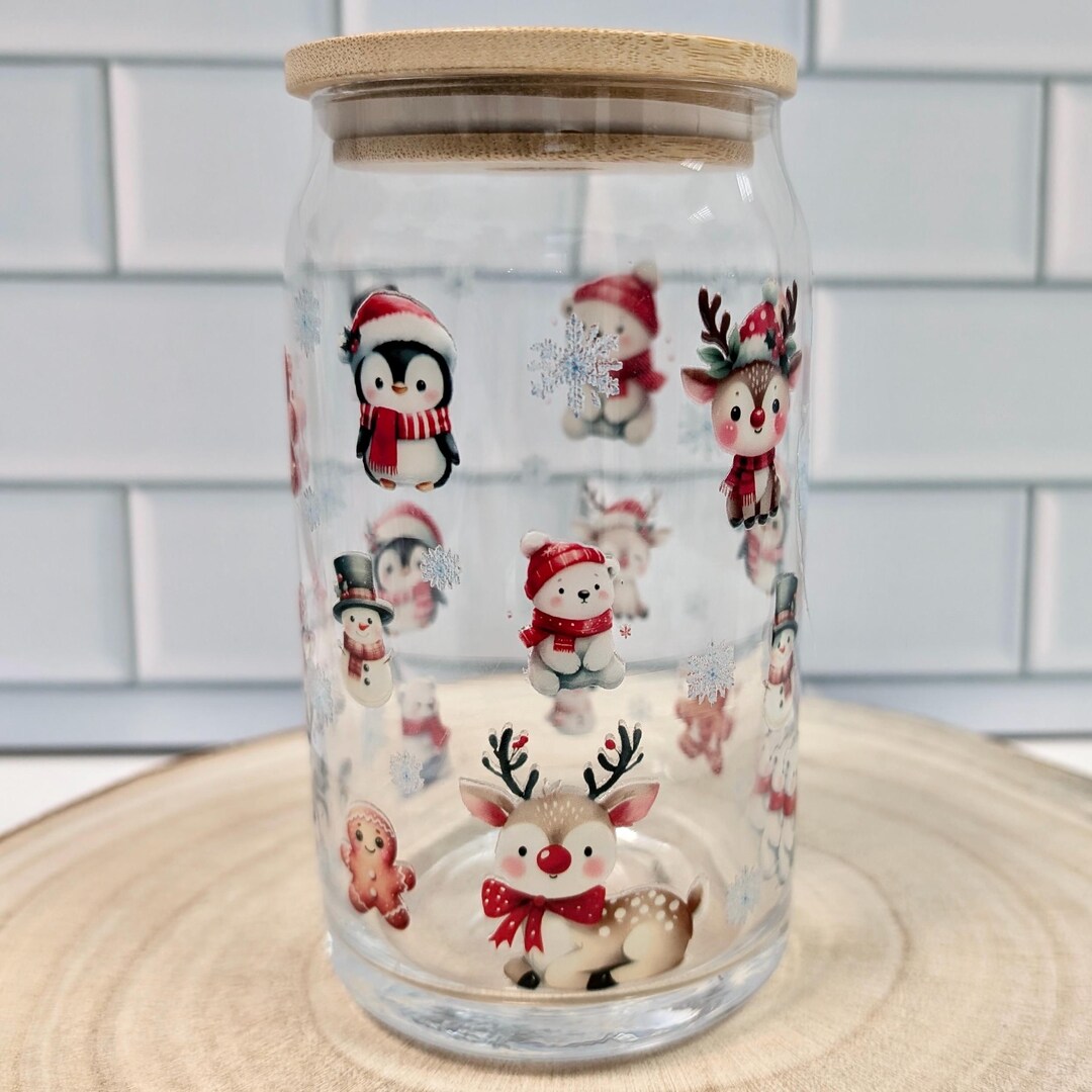 Winter Cheer Glass Can, Iced Drink Glass, 16oz Glass, PERSONALISED ...