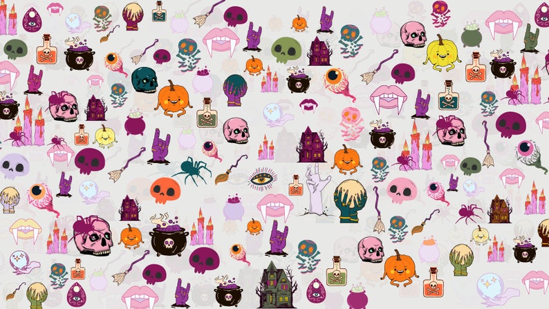 Fun Colorful Halloween Wallpaper for Desktop and Phone - Etsy