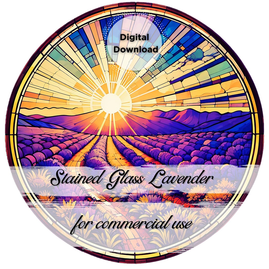 Stained Glass Lavender PNG File for Commercial Use Digital Download ...