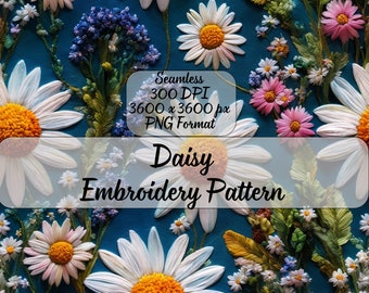 Embroidery Seamless Pattern Puppies and Flowers Embroidery Seamless PNG ...