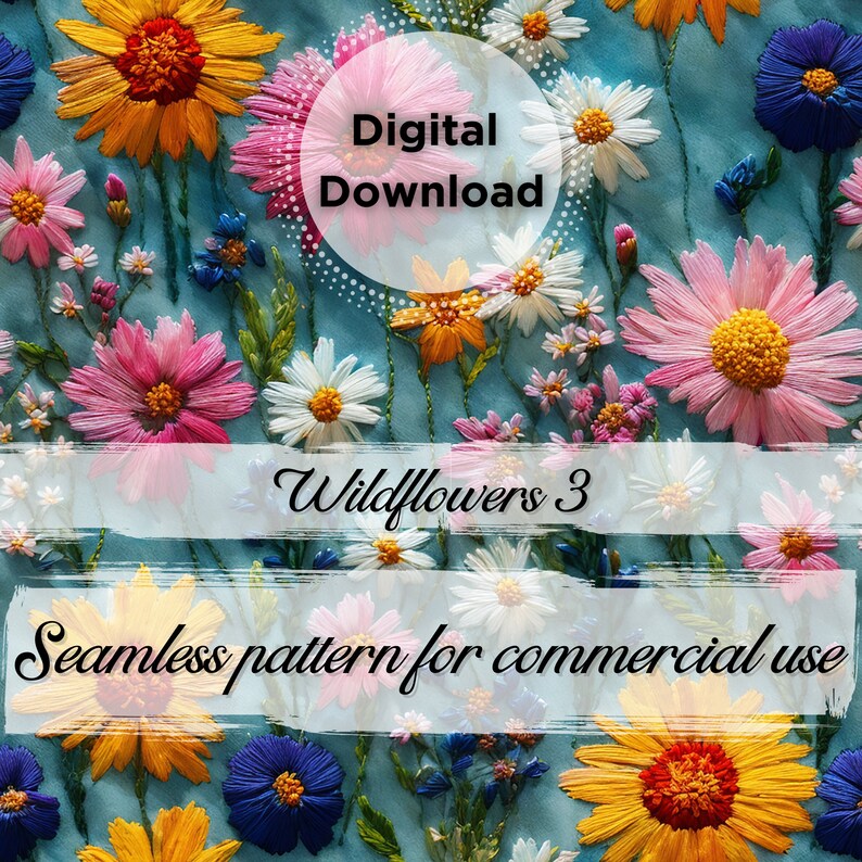 Embroidery Seamless Pattern Wildflowers Embroidery Seamless - Etsy