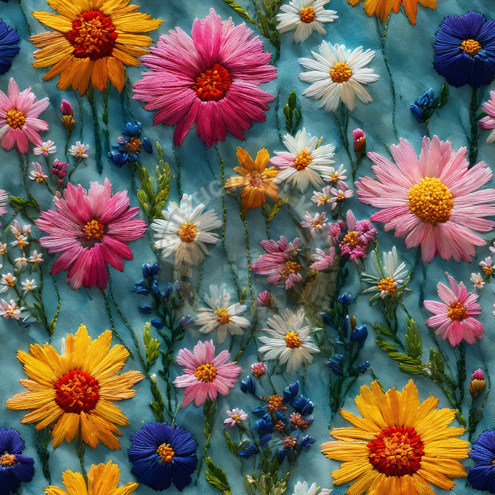 Embroidery Seamless Pattern Wildflowers Embroidery Seamless - Etsy