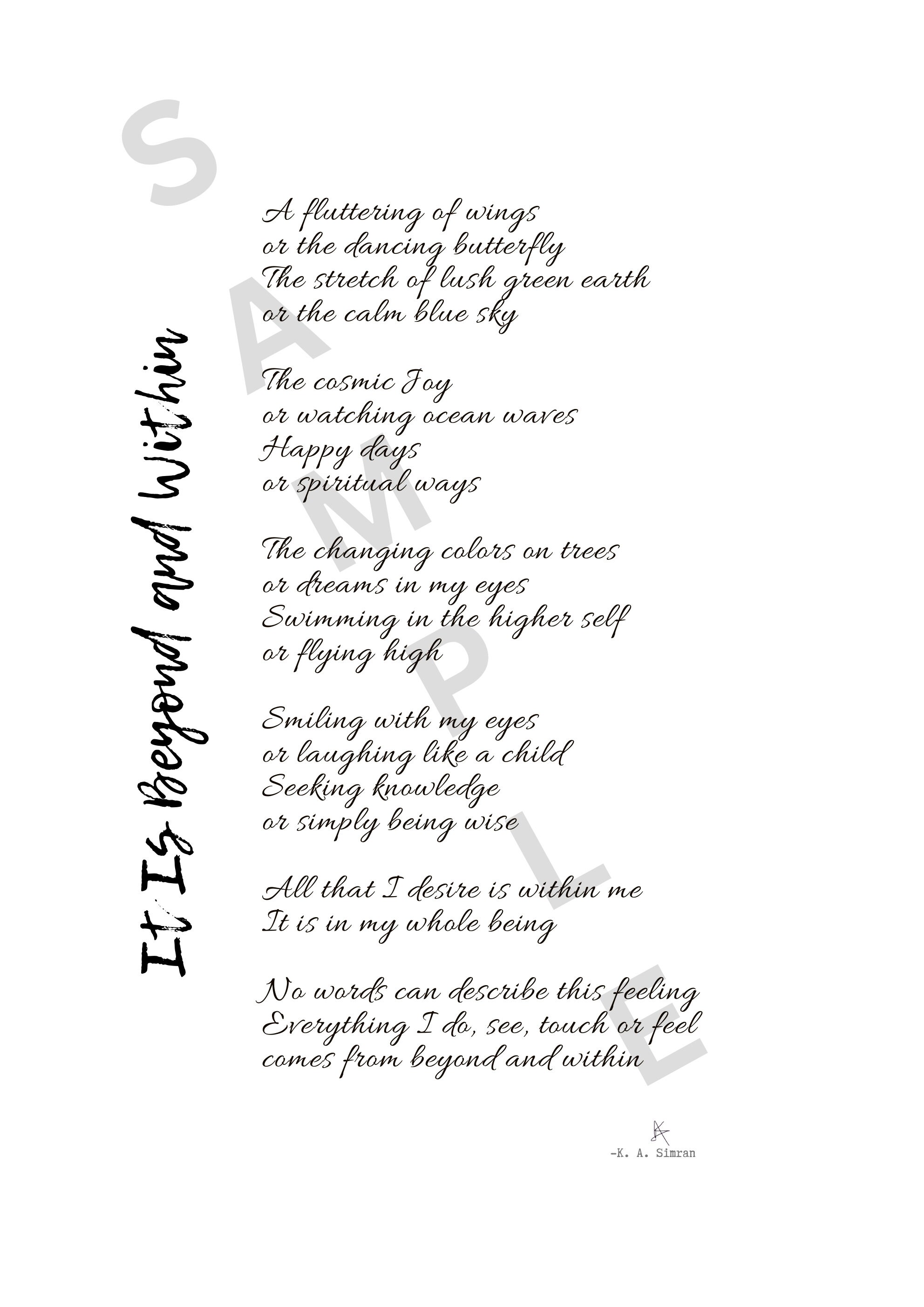 Printable Poetry: Wall Poem Print Self Help Poem Inspirational Poetry ...