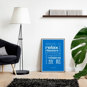 Multilingual Relax Poster, Typography Poster, Relax Wall Art, Type ...