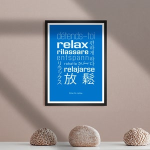 Multilingual Relax Poster, Typography Poster, Relax Wall Art, Type ...