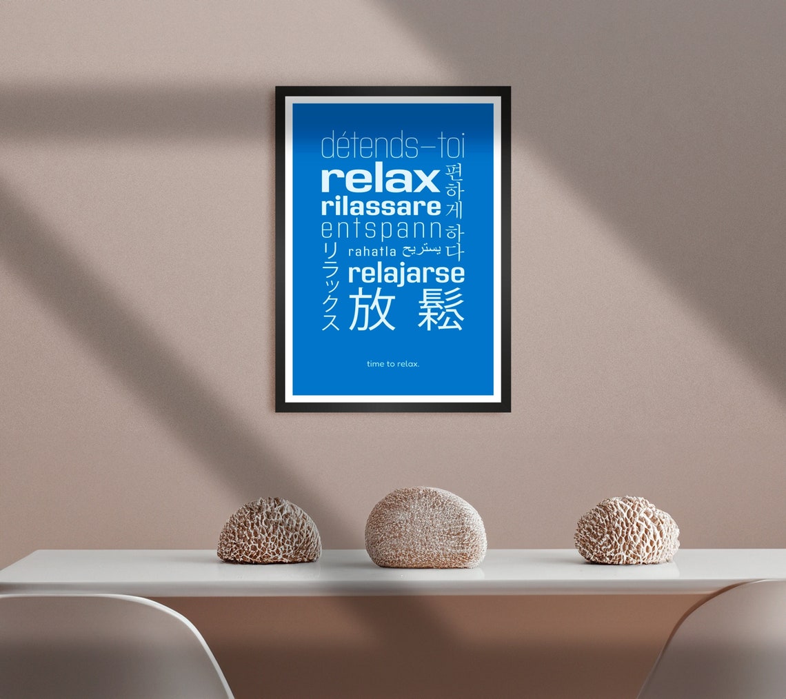 Multilingual Relax Poster, Typography Poster, Relax Wall Art, Type ...