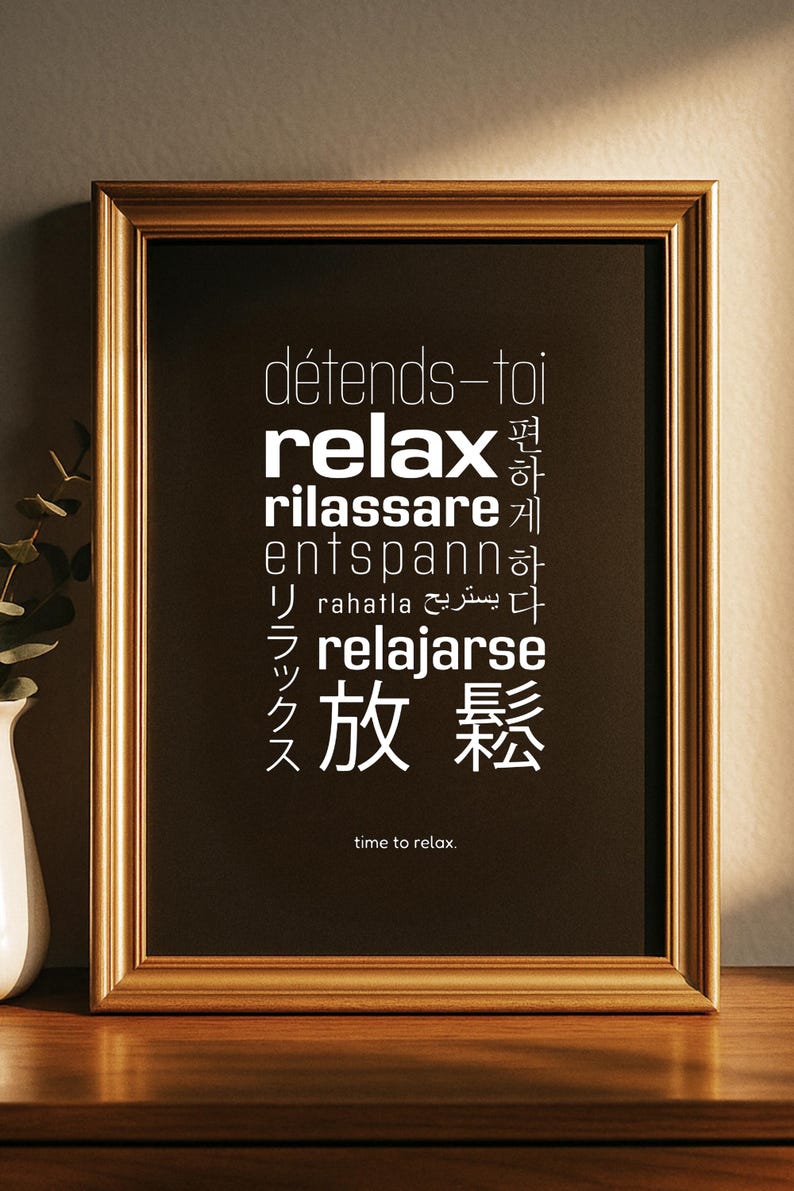 Multilingual Relax Poster, Typography Poster, Relax Wall Art, Type ...