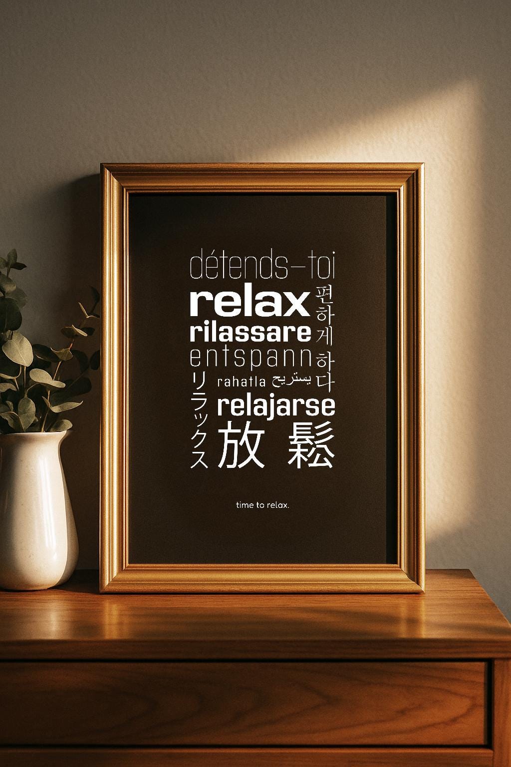 Multilingual Relax Poster, Typography Poster, Relax Wall Art, Type ...