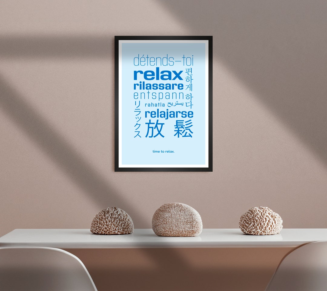 Multilingual Relax Poster, Typography Poster, Relax Wall Art, Type ...