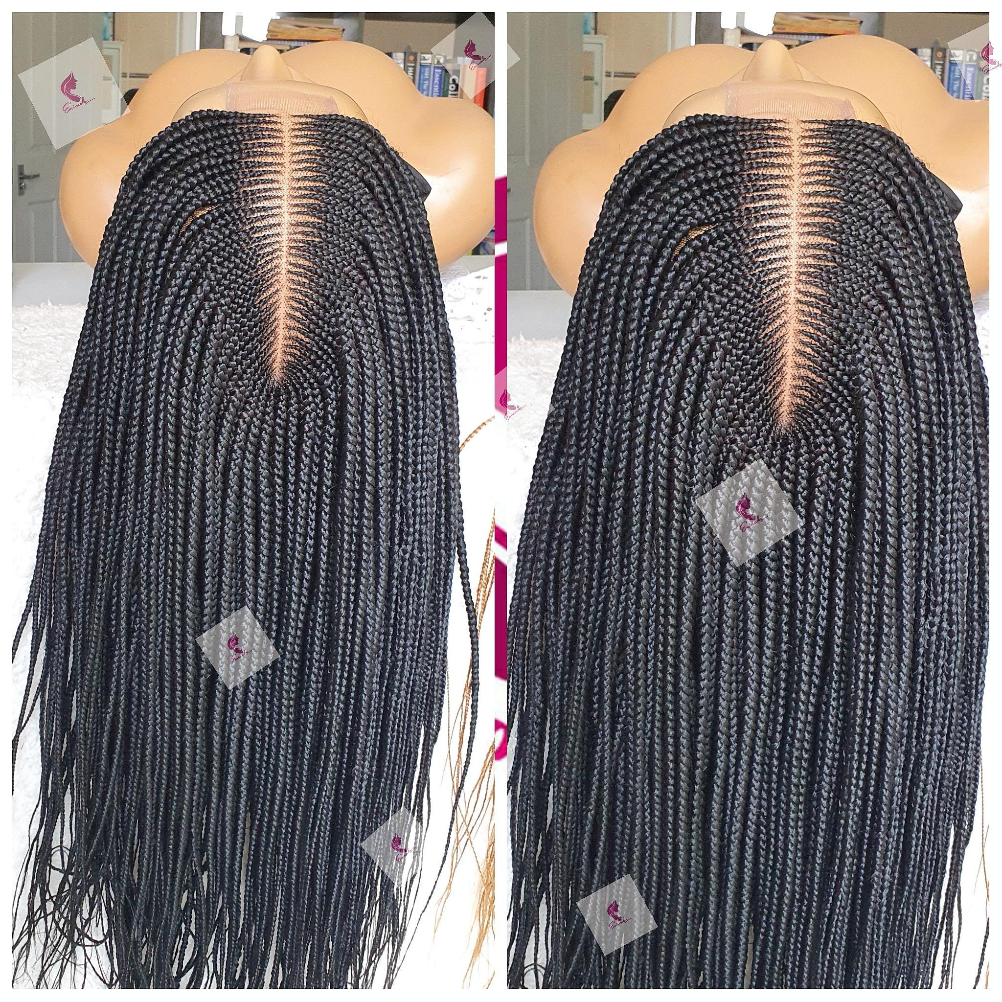 Ready to Ship Braided Wig for Black Women.kim K Closure Ghana Weave ...