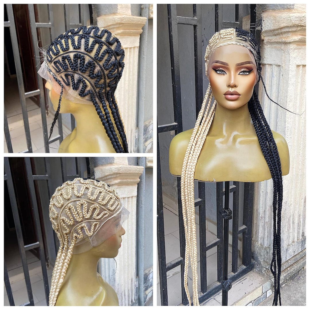 Ready to Ship Straight Back Half and Half Knotless Braided Wig,full ...