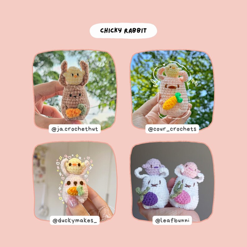 3-in-1 Stackable Crochet Pattern LOW SEW Capybara Rabbit Chick Toto - Etsy