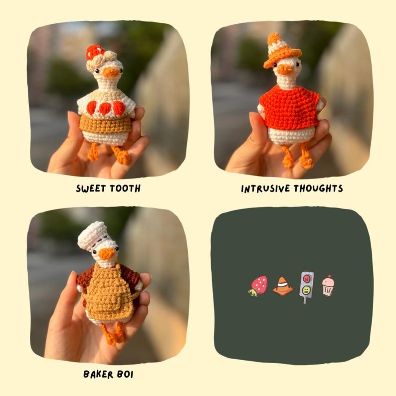Duck Series Crochet Pattern (intrusive Thoughts, Sweet Tooth, Baker Boi ...