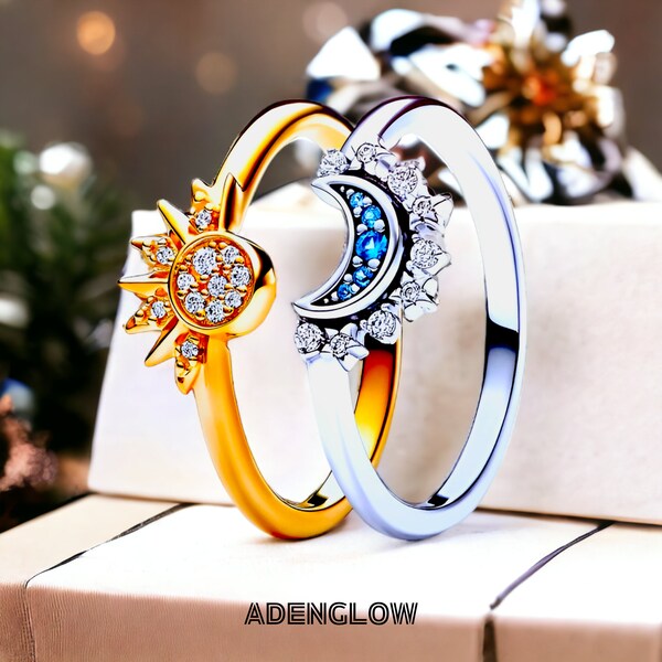 Sun and Moon Ring Set - Etsy