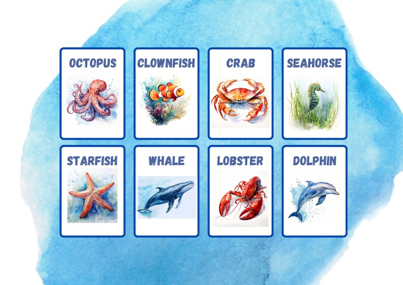 Under the Sea Educational Flashcards Printable Download - Etsy