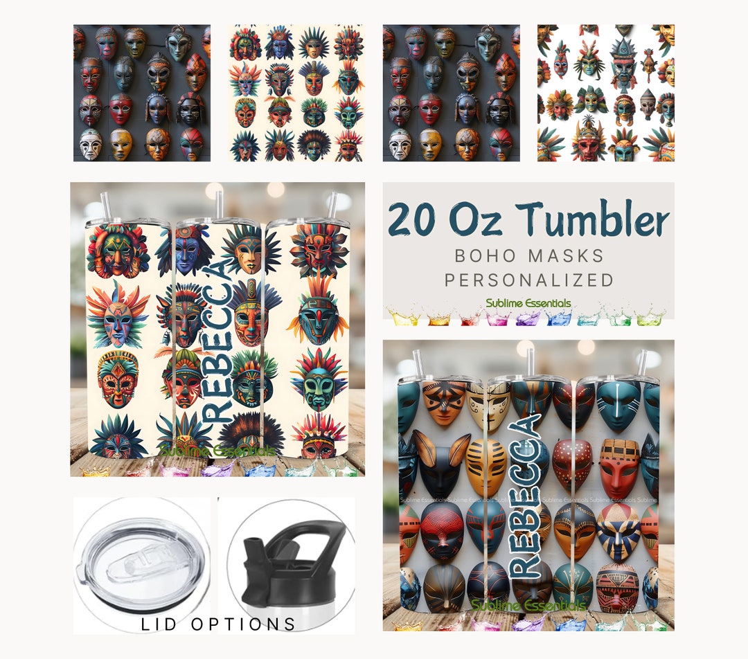 20 Oz Boho Masks Custom Tumbler 4 Design Options Add Your Name - Etsy