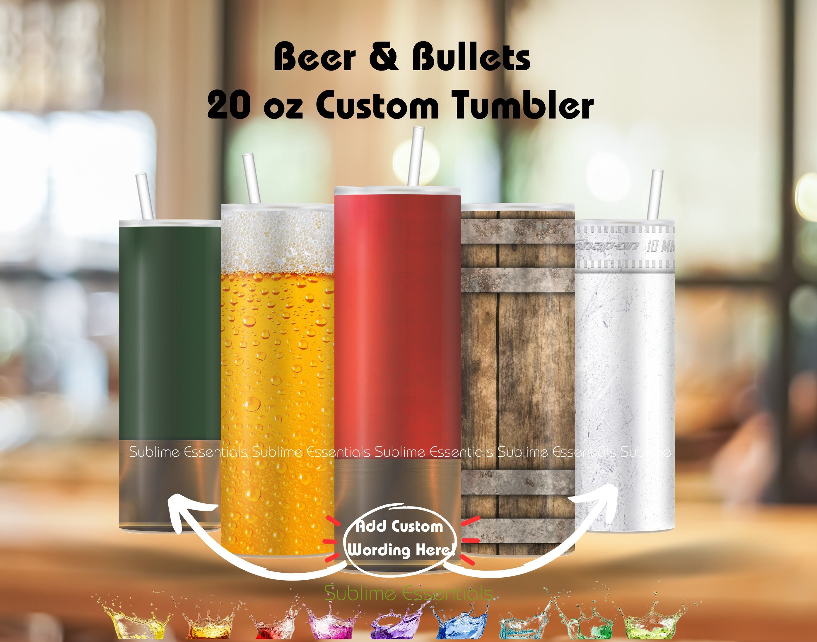 20 Oz Tumbler Beer & Bullets Inspired 5 Image Options Custom Made to ...