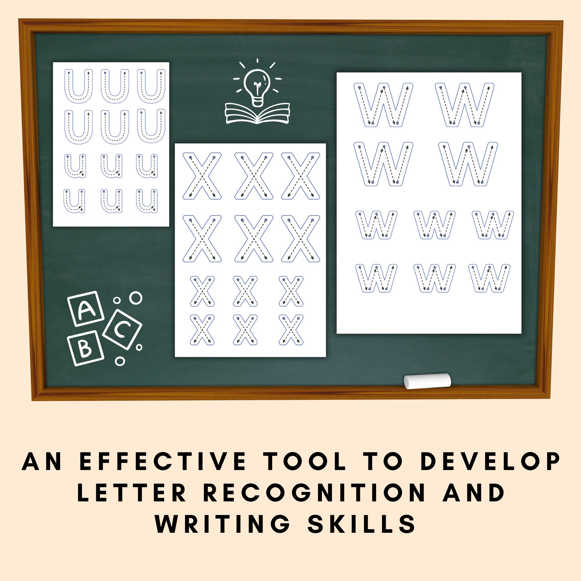 English Alphabet Worksheet, Easy Writing Paper for Children, Learn How ...