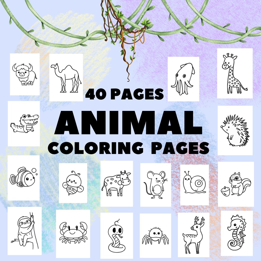 Animals Coloring Pages, 40 Pages Instructive Enjoyable Coloring Book ...