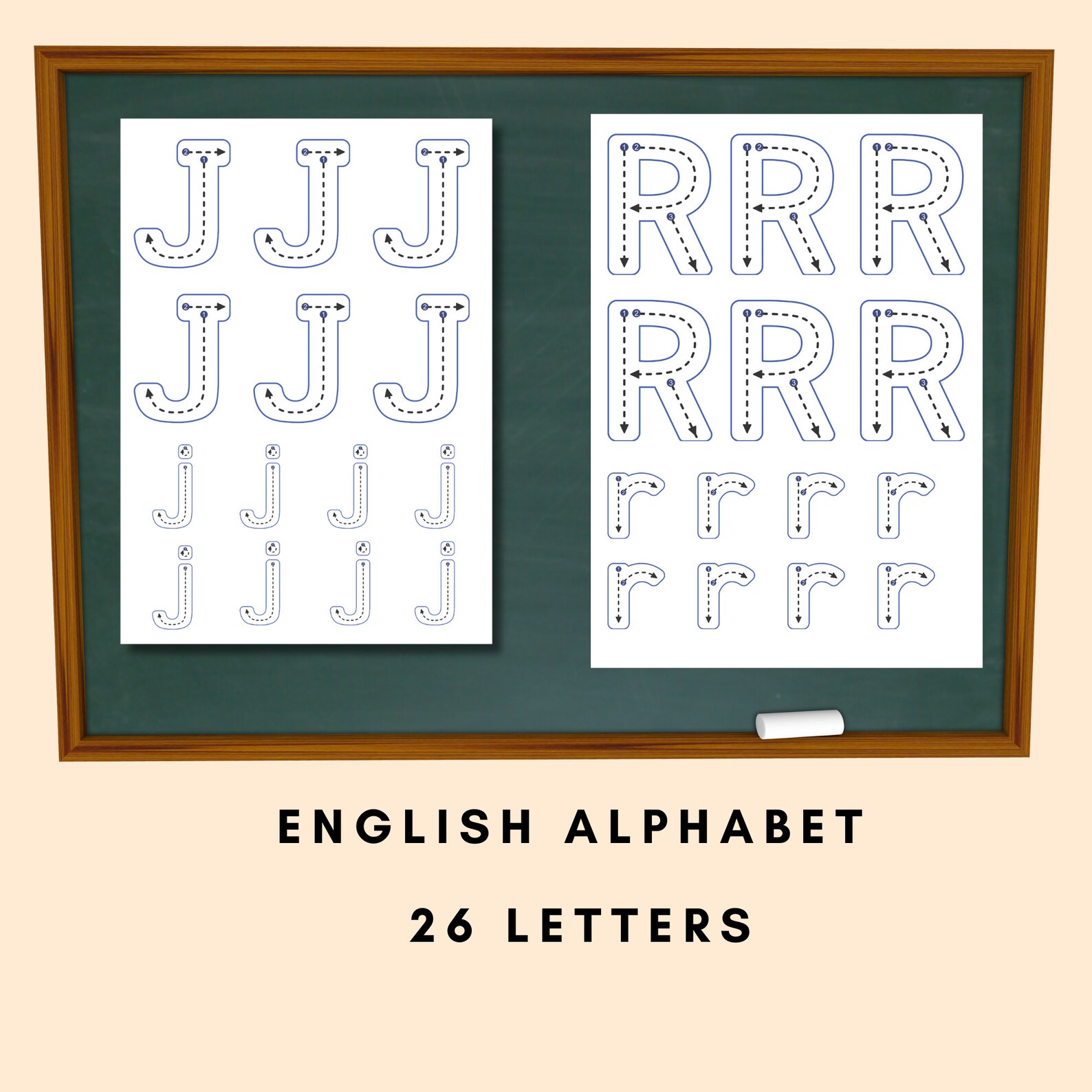 English Alphabet Worksheet, Easy Writing Paper for Children, Learn How ...