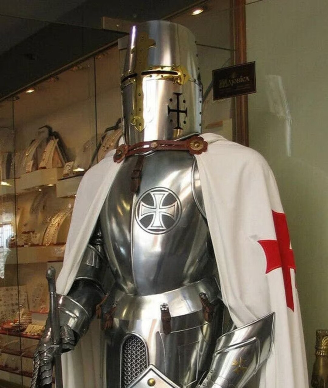 Medieval Templar Armor Suit Combat Knight Armor Suit Full Body Armor Suit With Stand Wooden Base ...