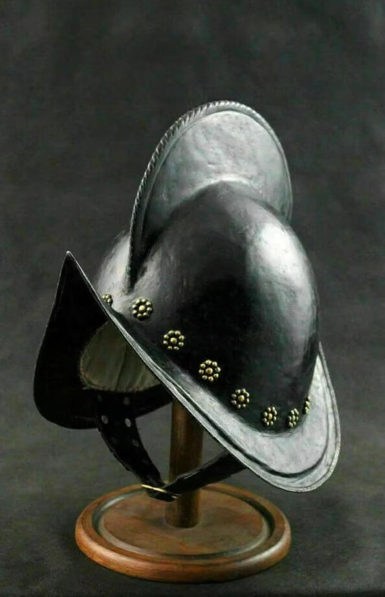 18 Gauge SCA Black Spanish Marion Helmet, Medieval Conquistador Costume ...