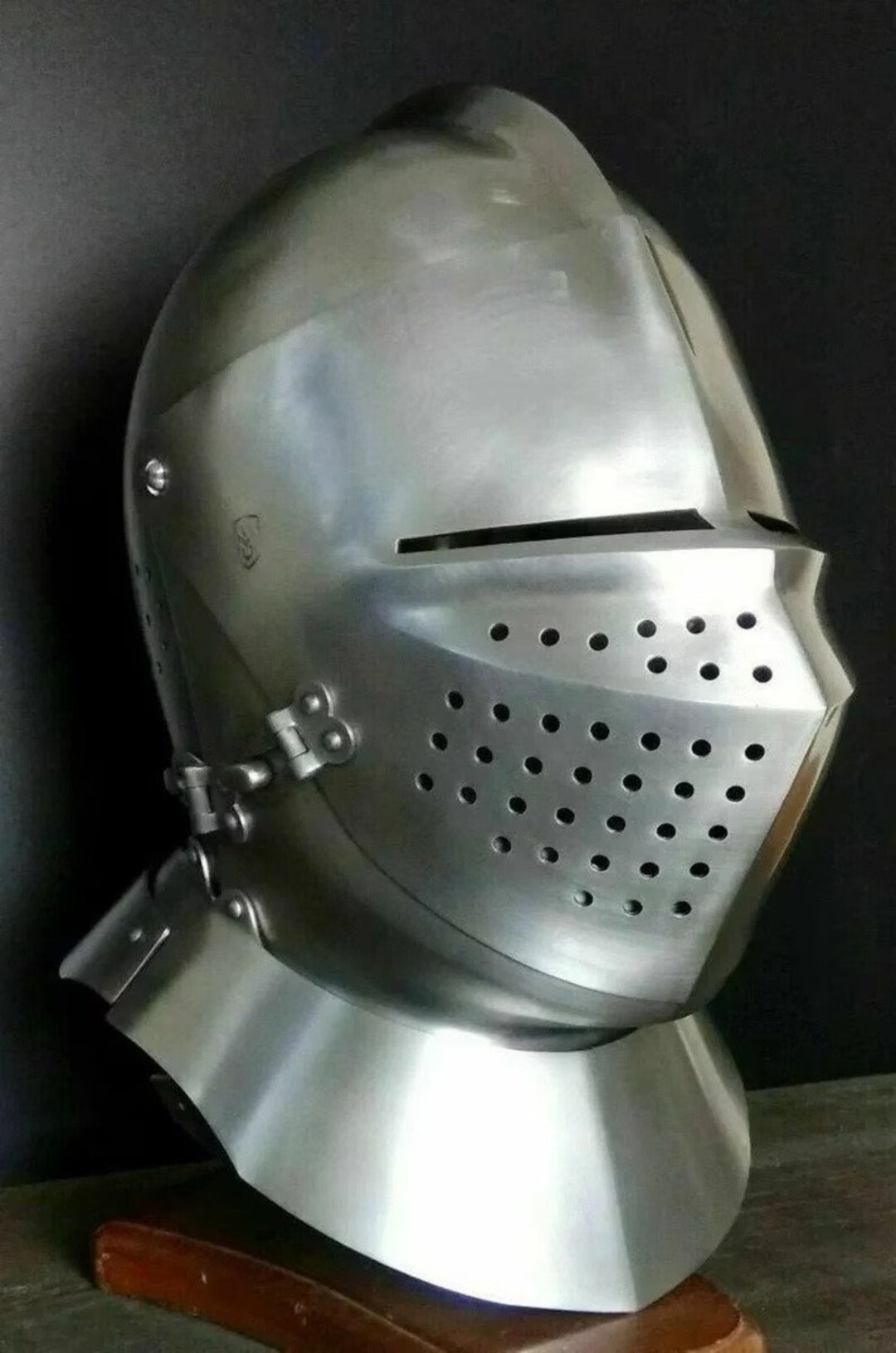 18gauge Medieval Renaissance Closed Knight Helmet Polished Steel Mid ...
