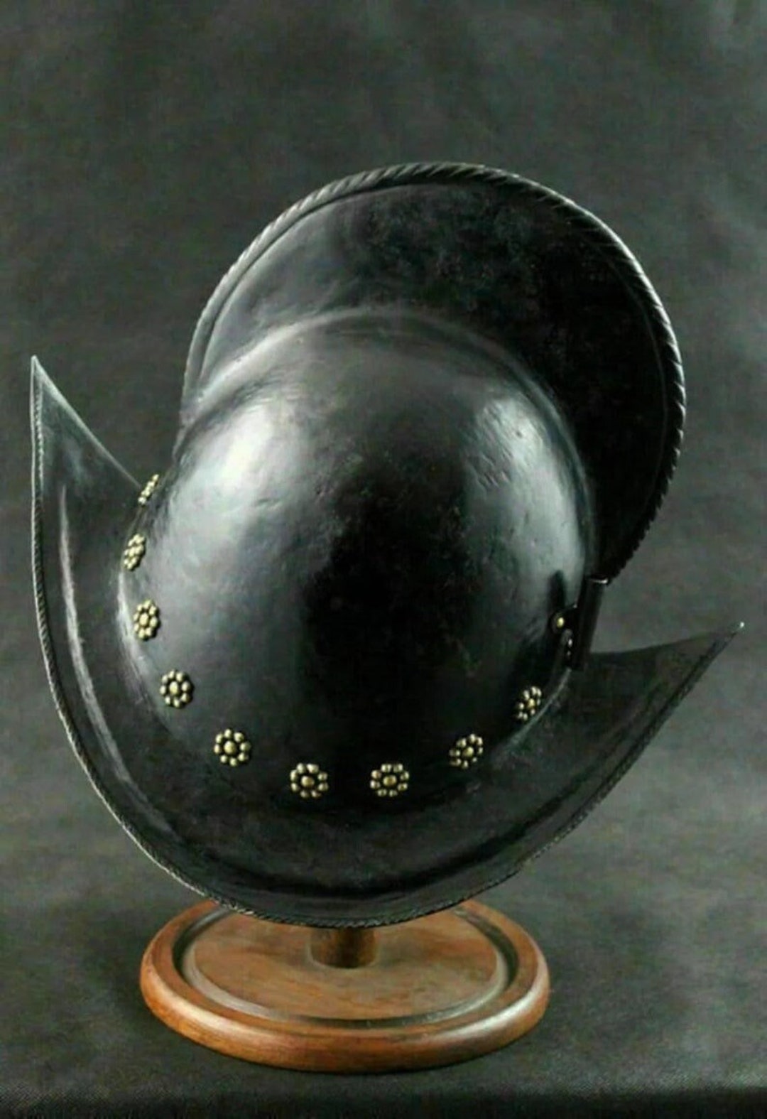 18 Gauge SCA Black Spanish Marion Helmet, Medieval Conquistador Costume ...