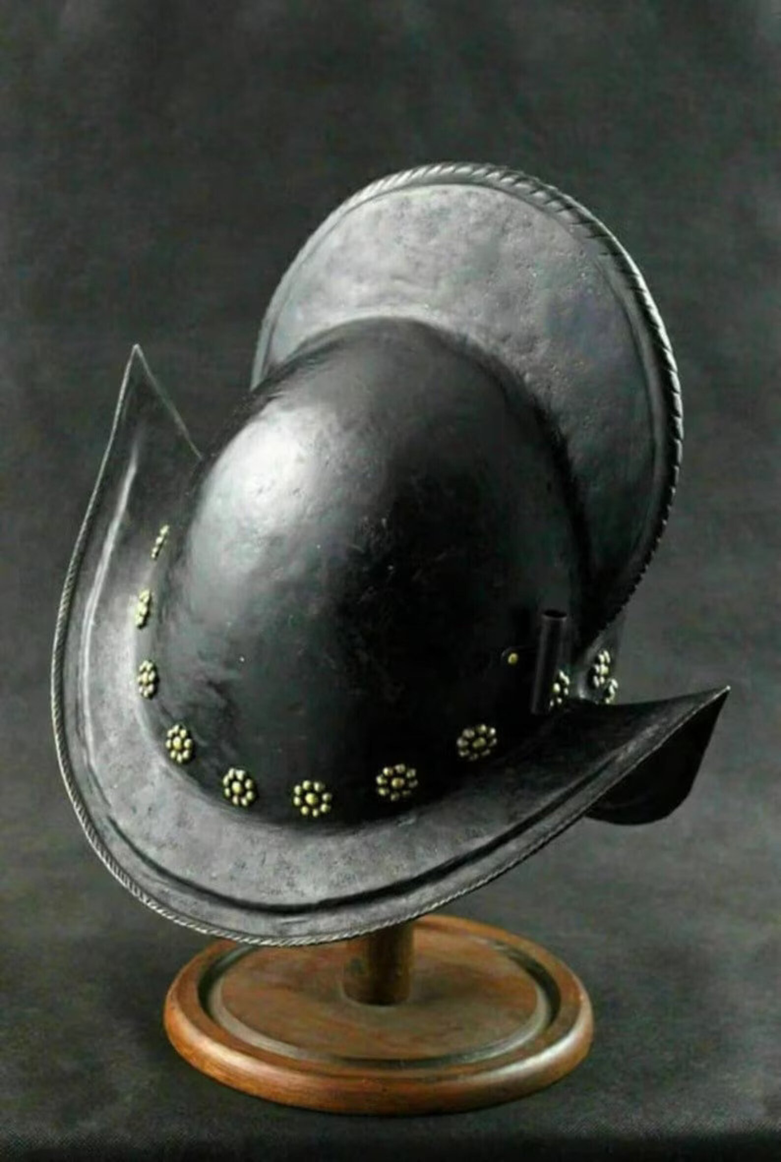 18 Gauge SCA Black Spanish Marion Helmet, Medieval Conquistador Costume ...
