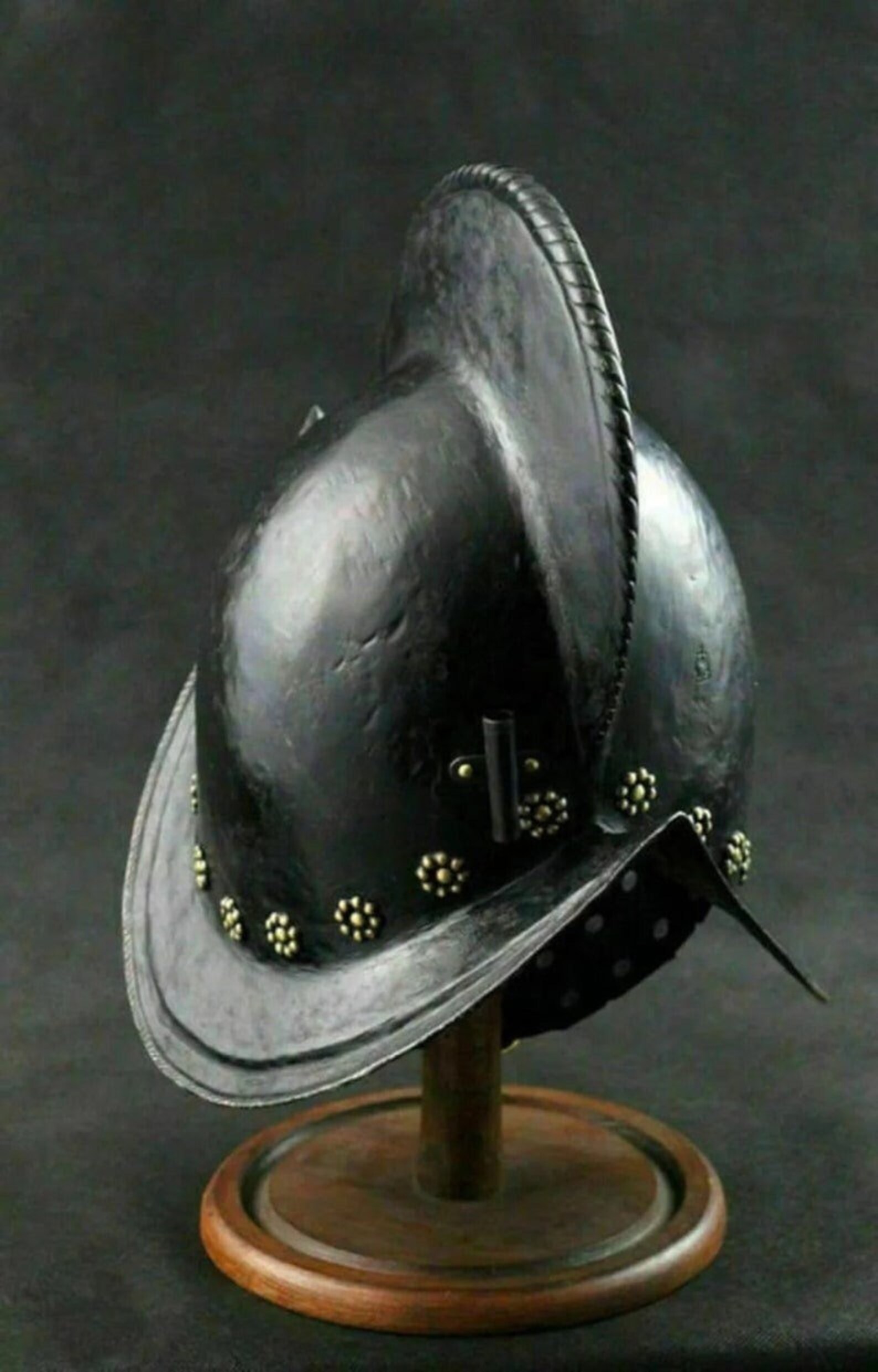 18 Gauge SCA Black Spanish Marion Helmet, Medieval Conquistador Costume ...