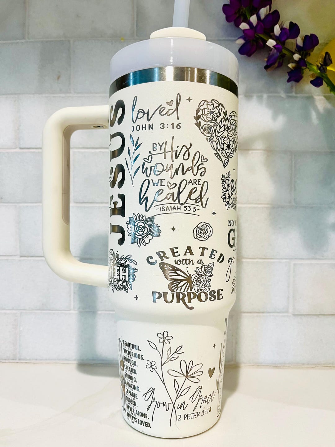 Stanley Religious Tumbler, Christian Full Wrap Engraved Tumbler, Jesus ...