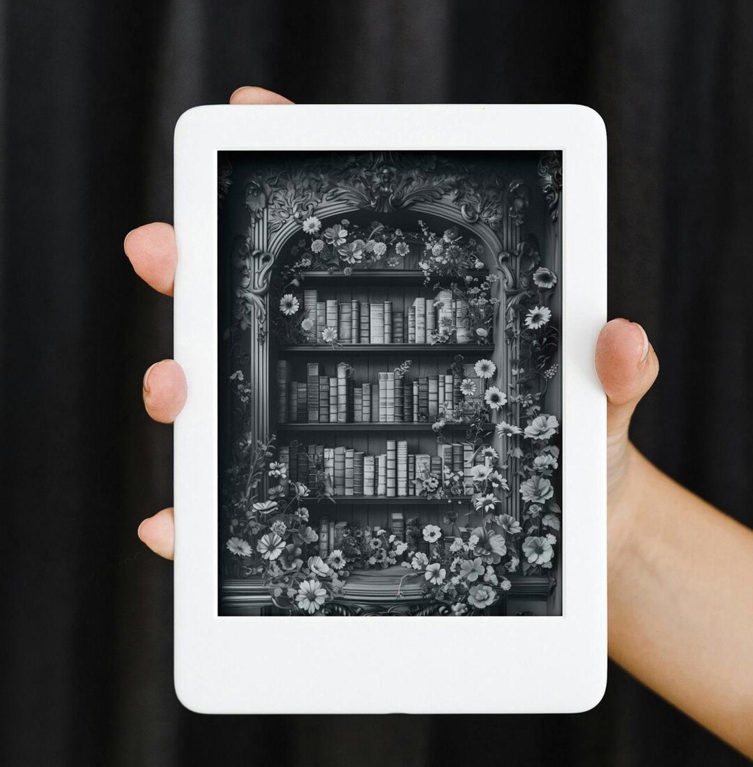 Kindle Lock Screen: Floral Bookshelf Wallpaper (EPUB File) - Etsy