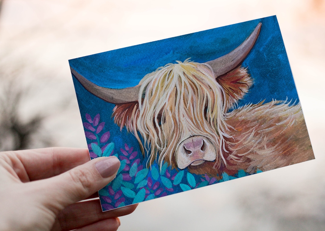 Highland Cow Greeting Card - Etsy