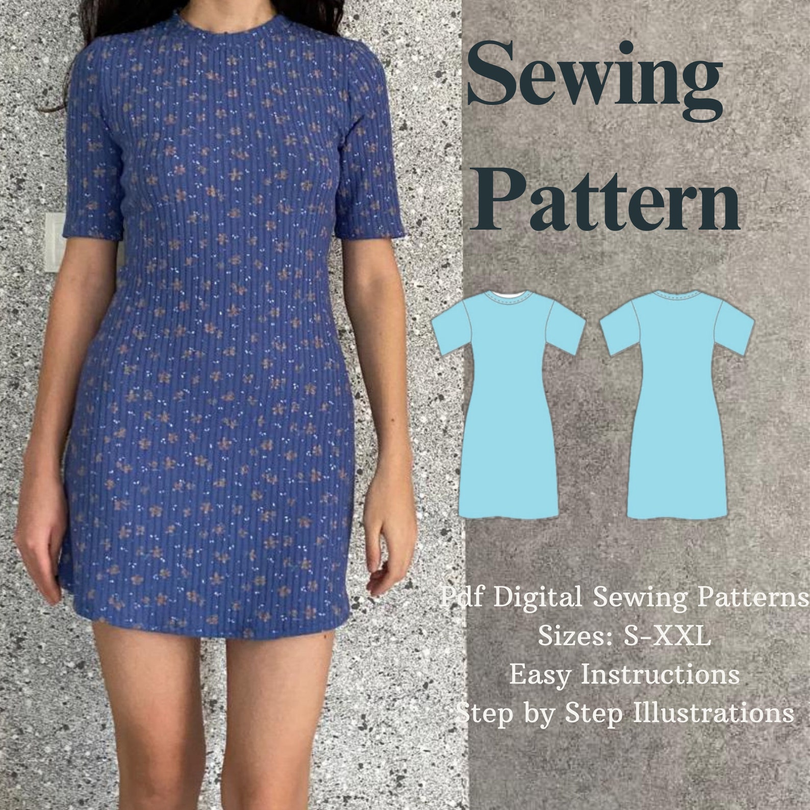 Basic Dress,easy Pattern, PDF Sewing Pattern //size S-XXL/ US Size 4-12 // Instant Download With ...