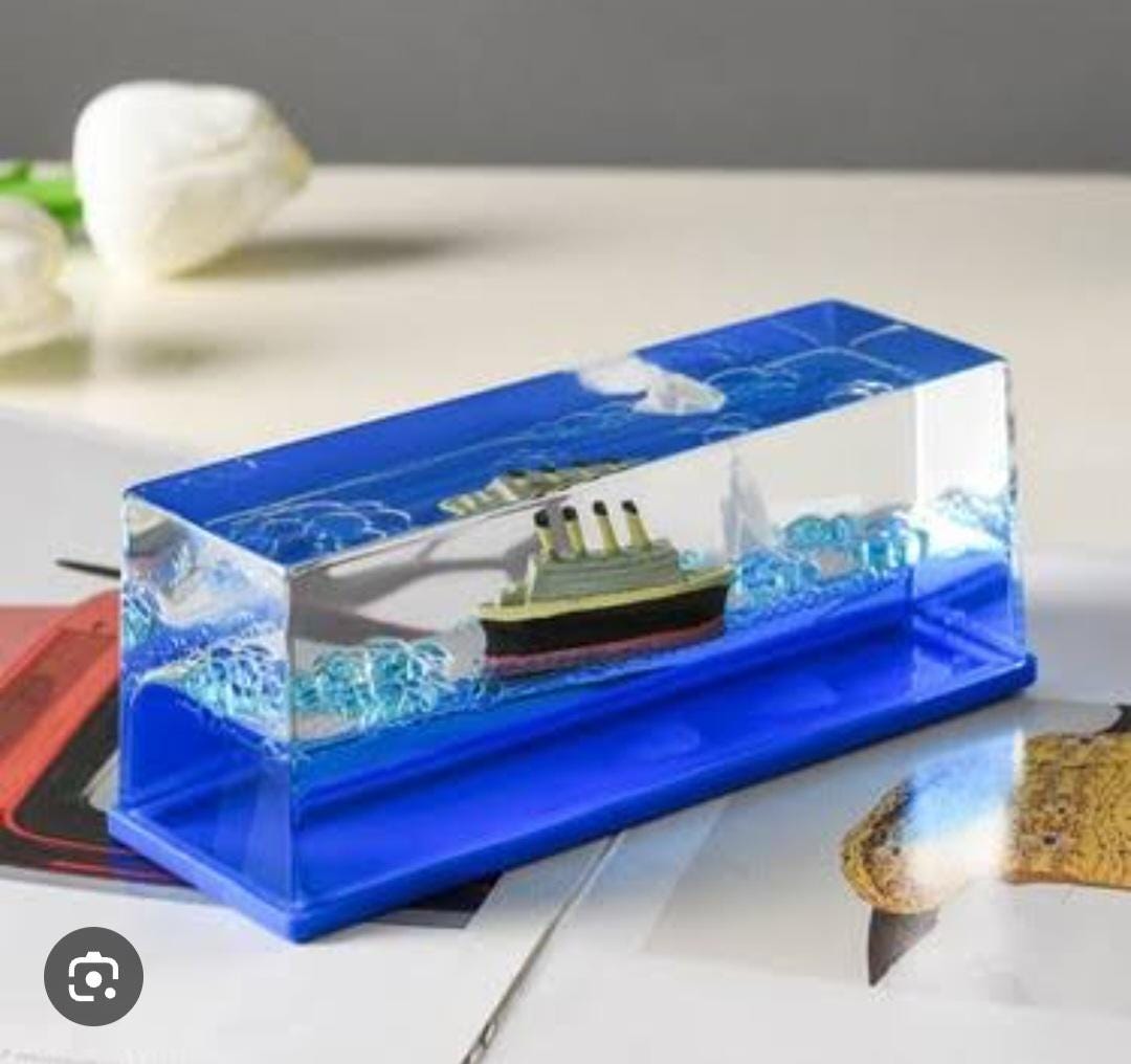 Ocean Resin Decor, Nautical Ship Ornament, Handmade Epoxy Sea Sculpture ...