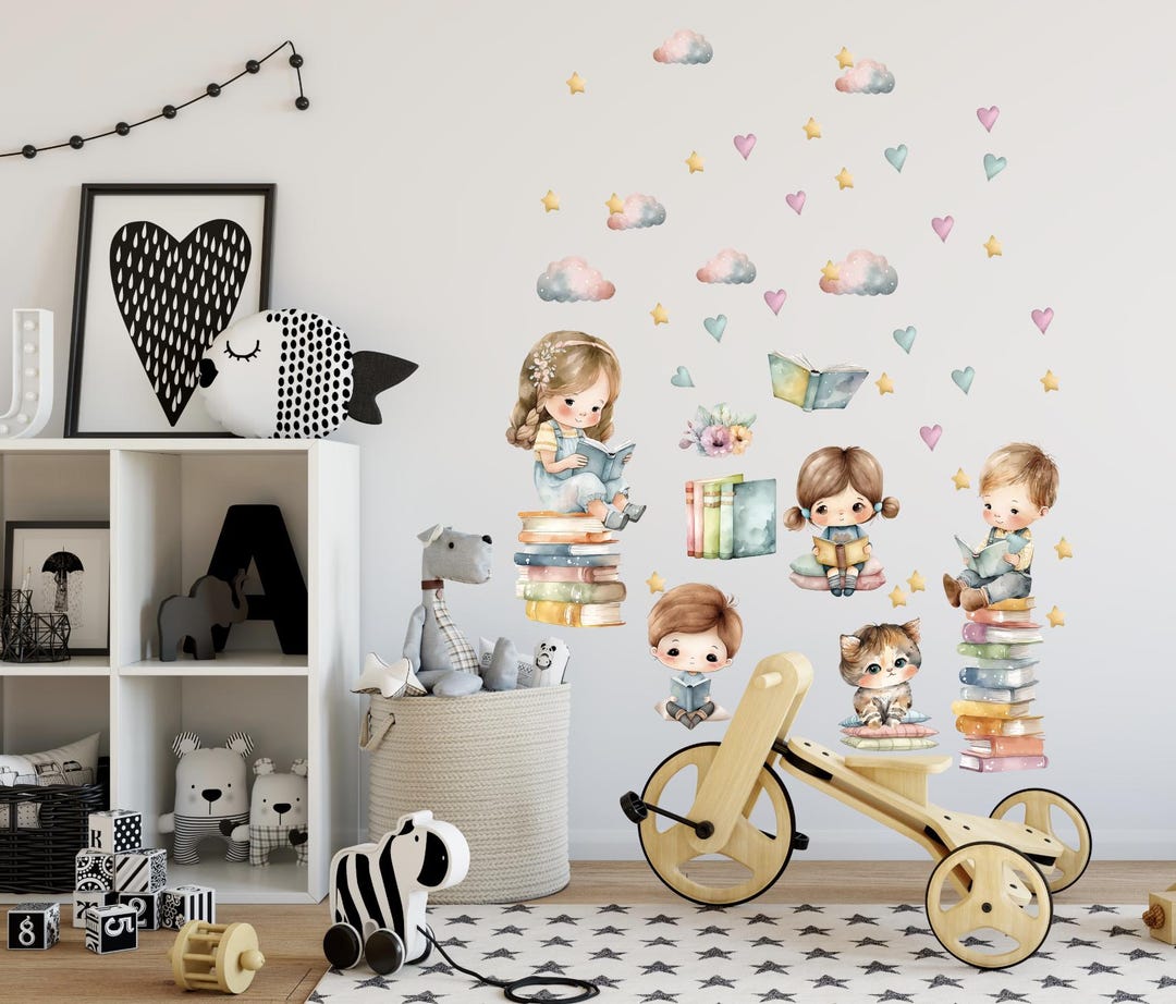 Wall Decal Reading a Book Children Wall Sticker School Sticker Vinyl ...