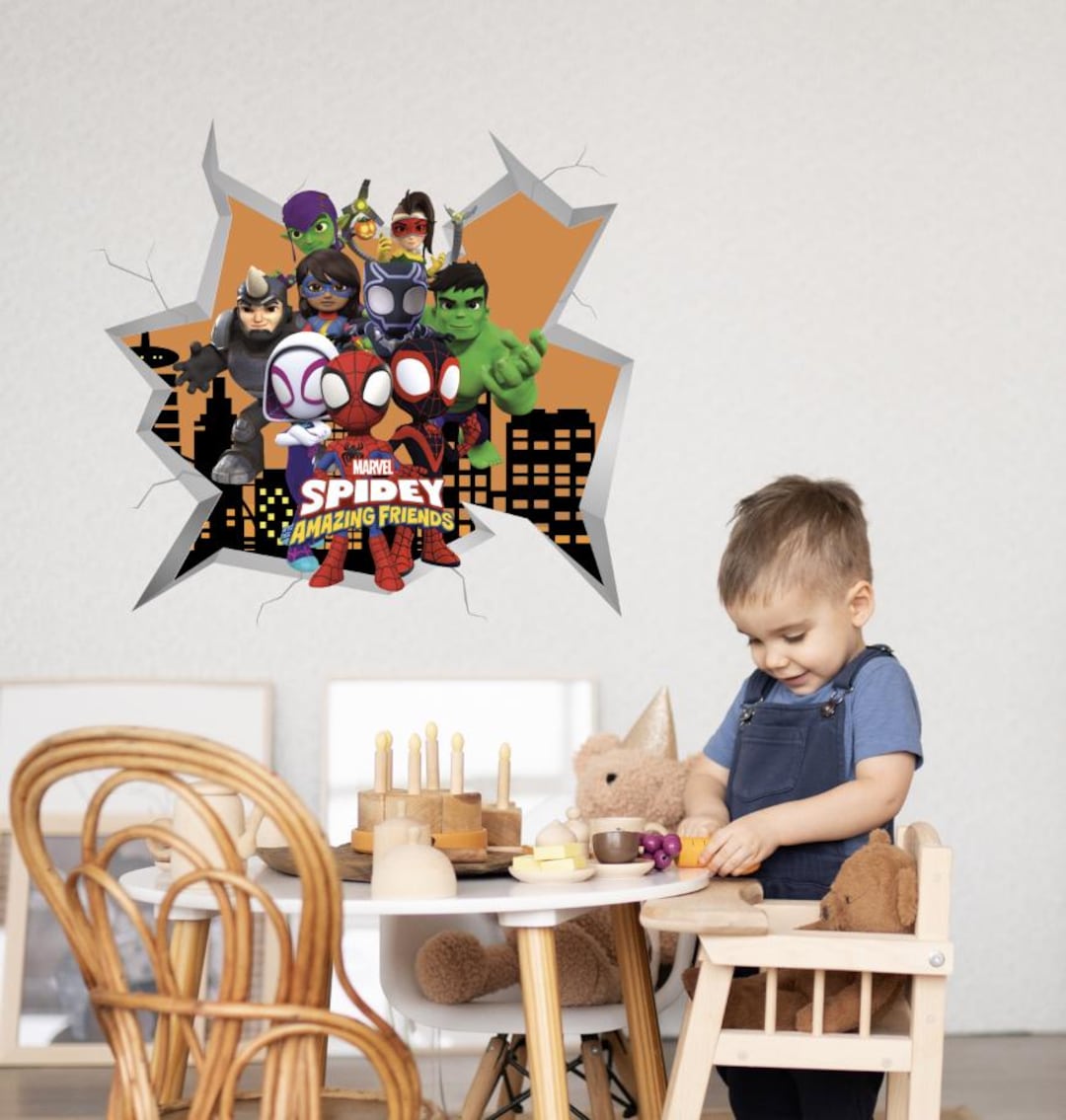 Spidey and His Amazing Friends Wall Decal – Removable 3D Breakthrough ...