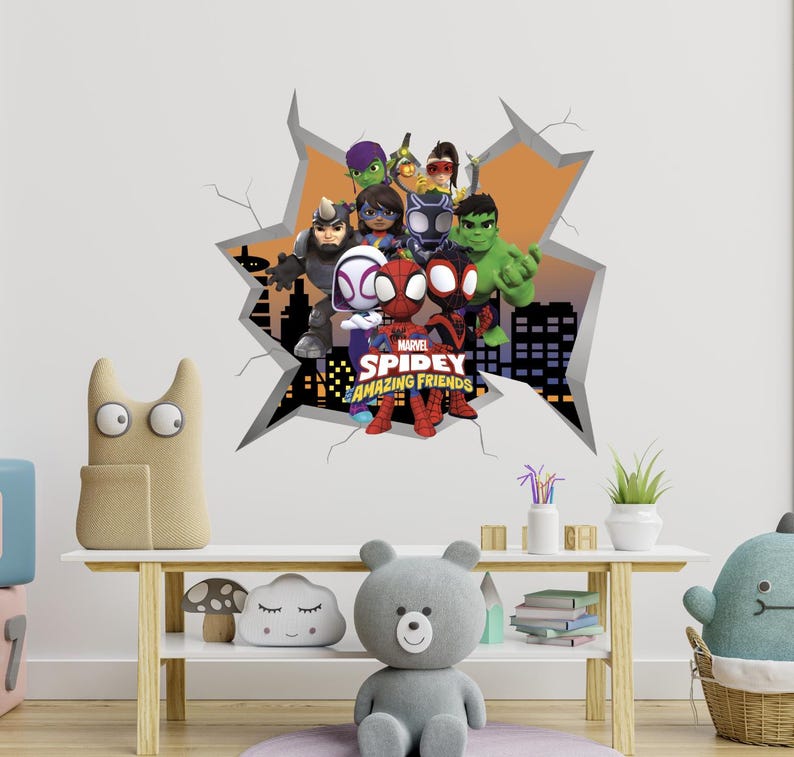 Spidey and His Amazing Friends Wall Decal – Removable 3D Breakthrough ...