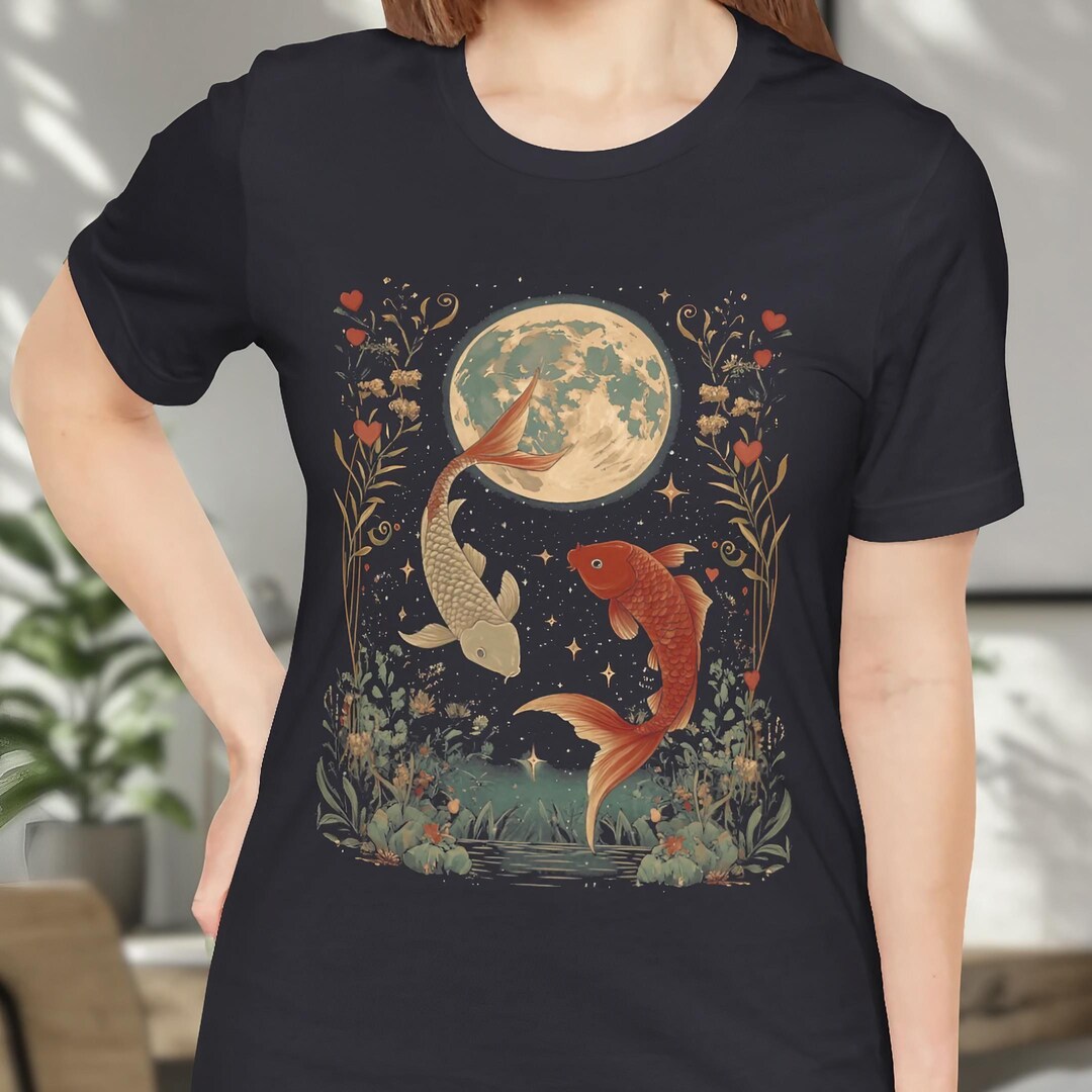 Koi Fish Shirt Unisex Tee, Japanese Art Graphic, Boho Zen Fish T-shirt ...