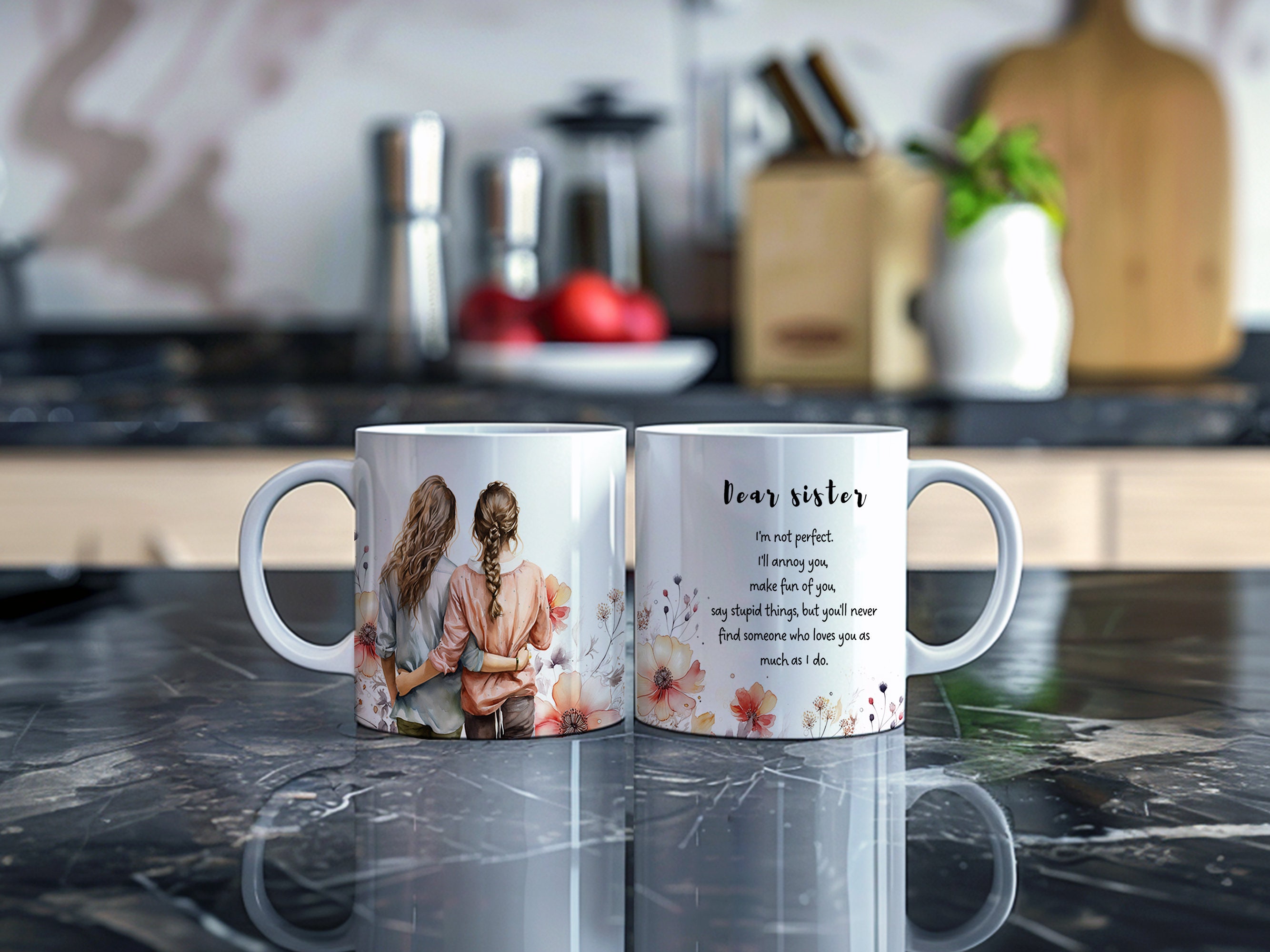 Sisters Design Mug Wrap Sublimation, 11oz & 15oz Coffee Cup With ...