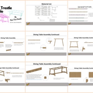 Trestle Dining Table Cut List and Plans - Etsy