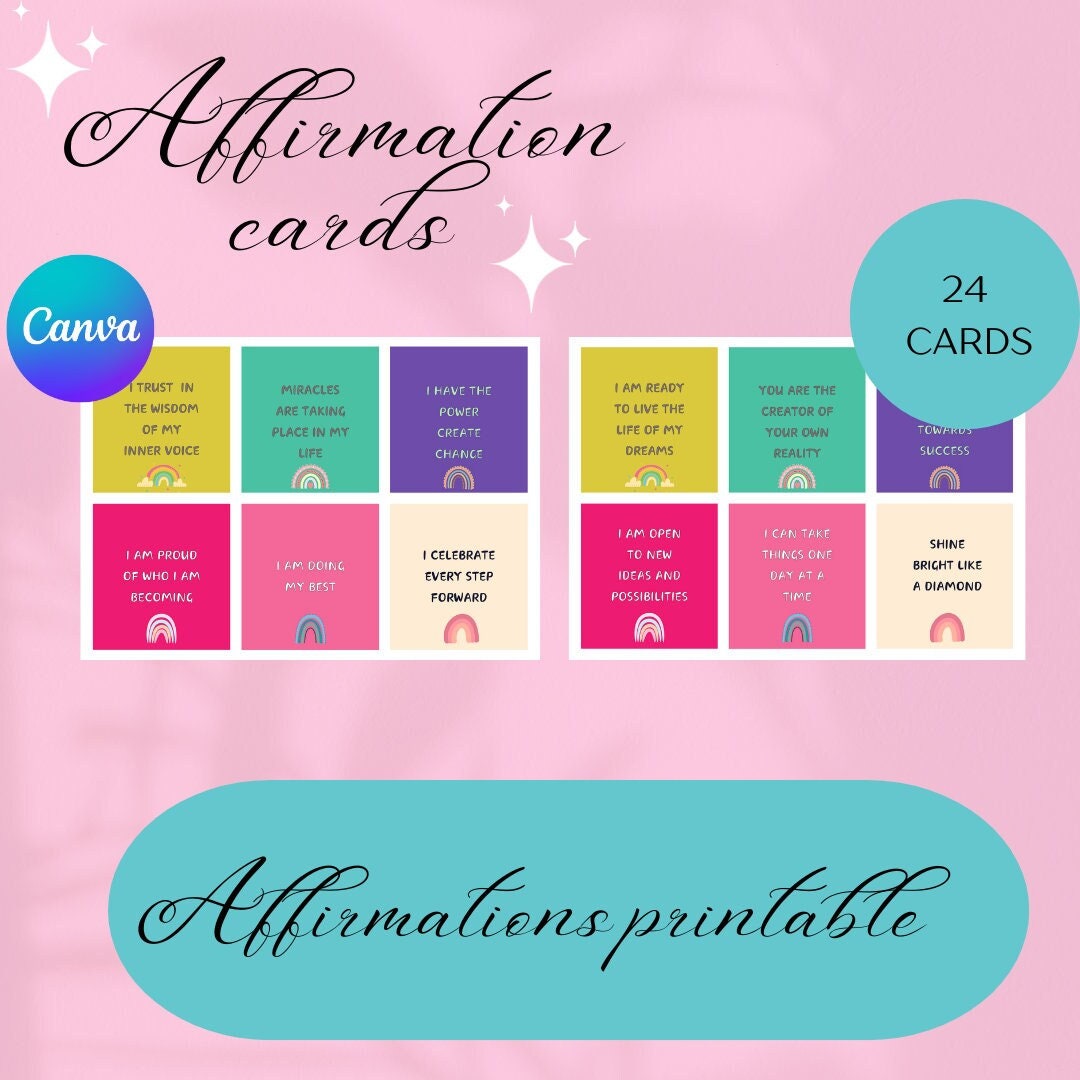 Affirmation Colourful Cards - Etsy