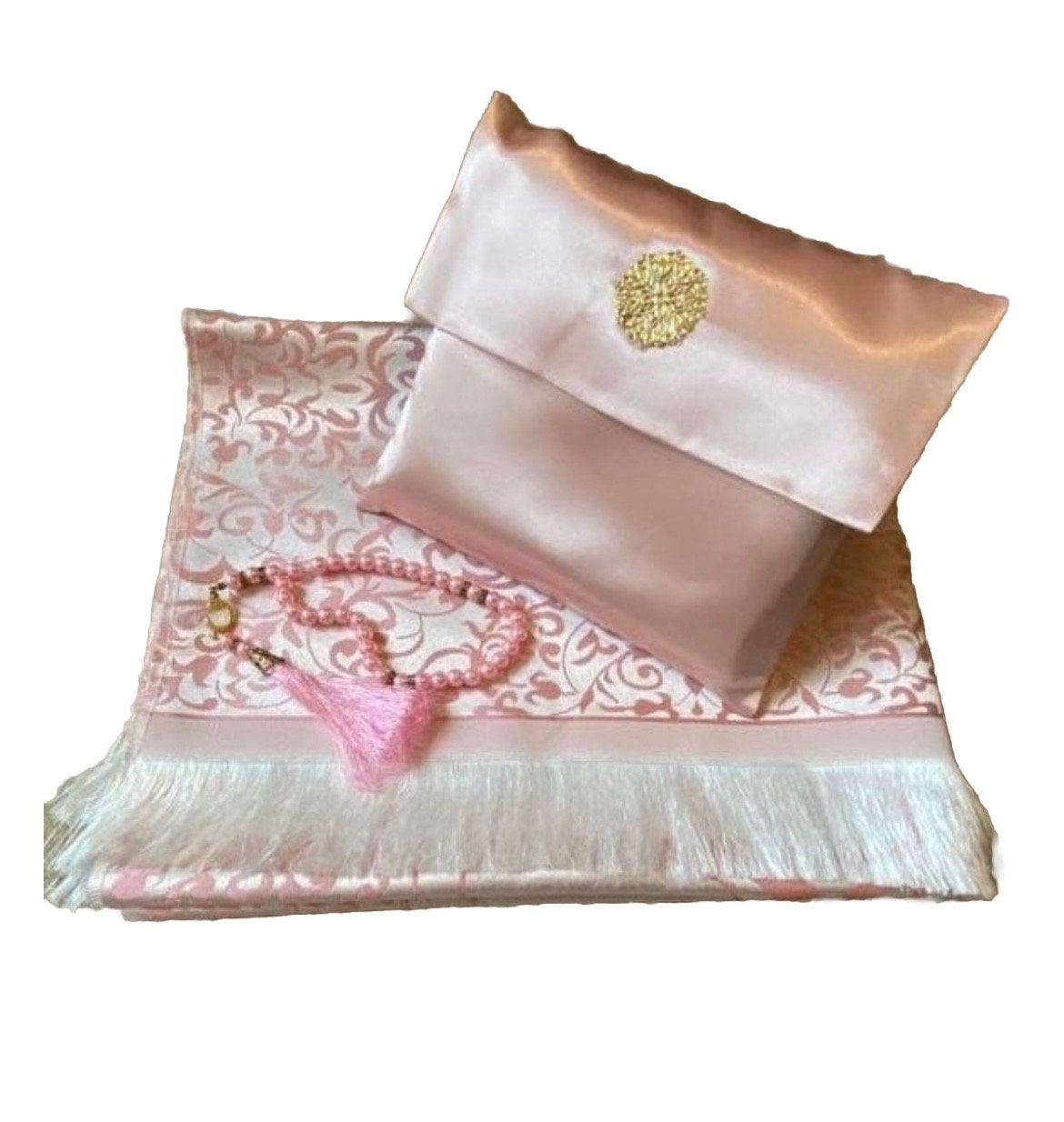 Islamic Luxury Pink Travel Prayer Mat Rug Tasbih Wedding Birthday ...
